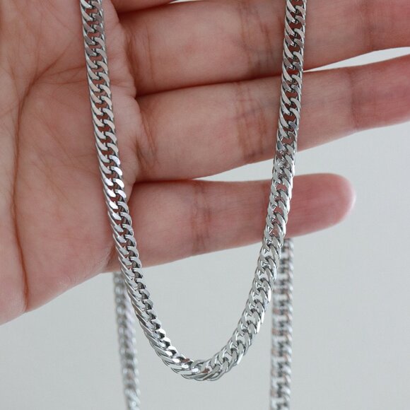 Accessories | 24inches Double Curb Cuban Chain Necklace Silver ...